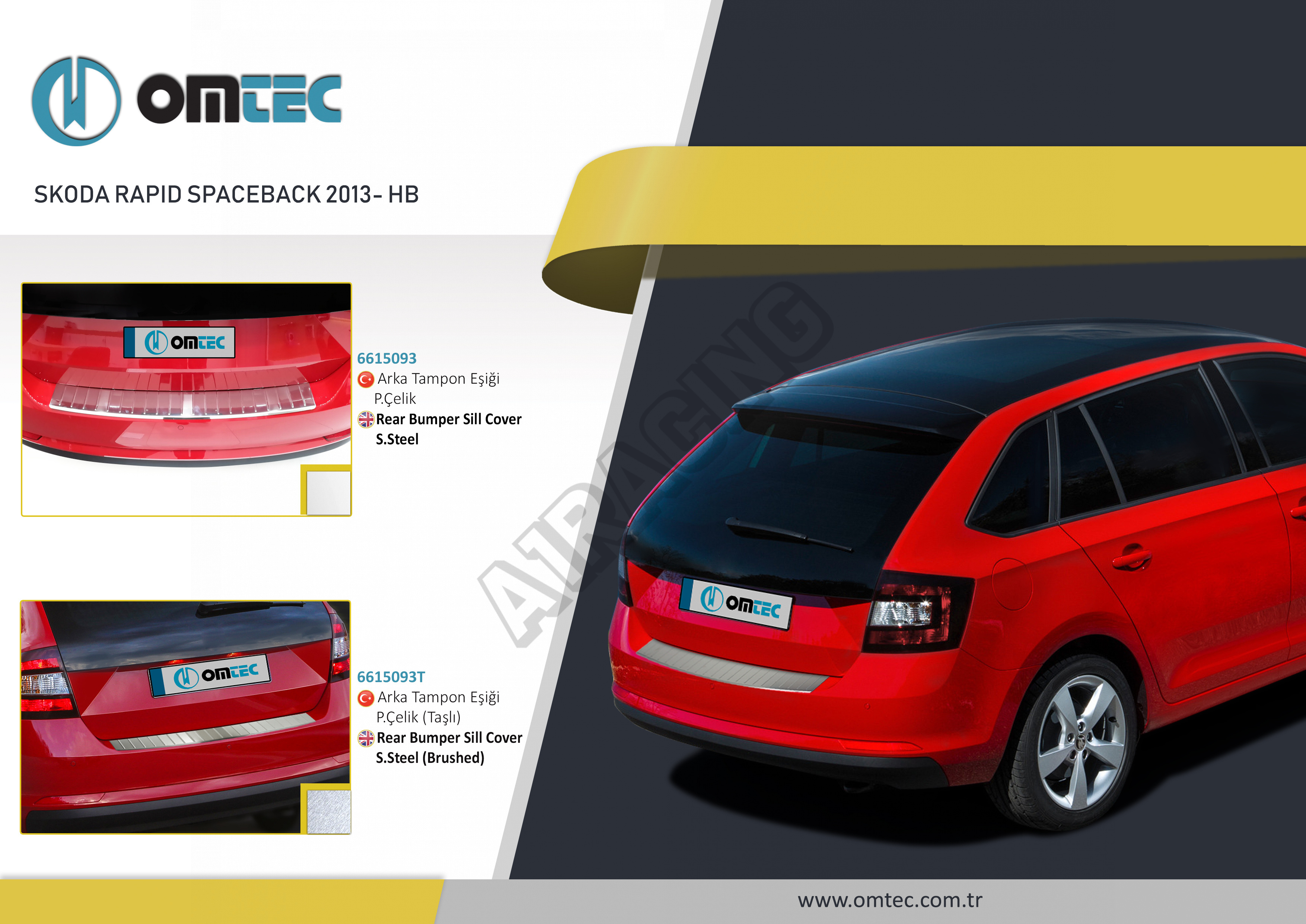 Nerez brúsený panel zadného nárazníka Škoda Octavia III kombi 2012-2 ...
