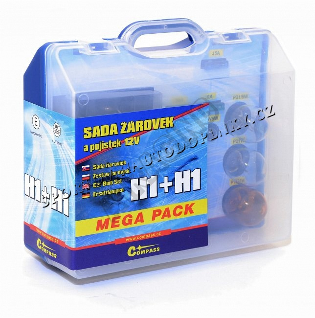Žiarovky náhradné 12V servisný box Mega H1 + H1 + poistky ...